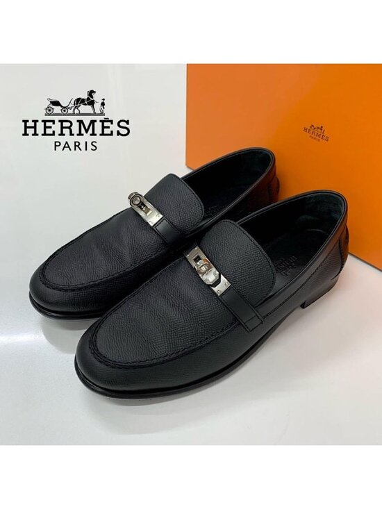 Hermes | Shoes | Hermes Destin Leather Kelly Loafers Black | Poshmark